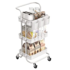 alvorog 3-tier plastic rolling utility cart,multi-functional storage trolley for office