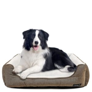 durable dog bed machine washable medium dog bed square, comfortable puppy dog bed medium