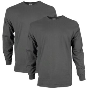 gildan men's ultra cotton long sleeve t-shirt, style g2400, multipack, charcoal (2-pack), x-large