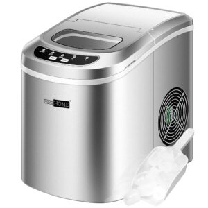 vivohome electric portable compact countertop automatic ice cube maker machine with hand scoop and self cleaning function 26lbs/day silver