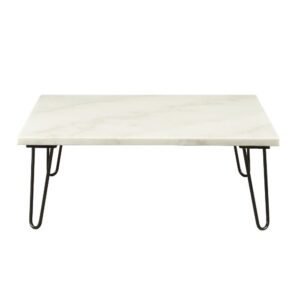 acme furniture coffee table, white marble and black