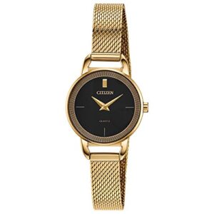 citizen quartz womens watch, stainless steel, classic, gold-tone (model: ez7002-54e)