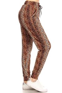 leggings depot jga-s614-s fierce print jogger track pants w/pockets, small