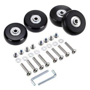 ownmy 50mm x 18mm set of 4 luggage suitcase replacement wheels, rubber swivel caster wheels bearings repair kits (black)