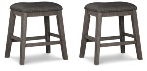 signature design by ashley caitbrook rustic 24.4" counter height upholstered barstool, 2 count, gray