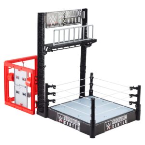 mattel wwe wrekkin’ performance center playset with gym, breakable accessories, collapsible scaffolding, breakaway sign, collapsible ring & easy reassembly