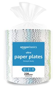 amazon basics ultra paper plates, 9 inch, disposable, 880 count (4 pack of 220), (previously encore)