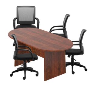 gof 6ft, 8ft, 10ft conference table chair (g10900b) set, cherry, espresso, mahogany, walnut, artisan grey (6ft with 4 chairs, dark cherry)