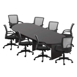 gof 6ft, 8ft, 10ft conference table & chairs (g10900b) set, dark cherry, espresso, artisan grey, mahogany, walnut (10ft with 8 chairs, espresso)