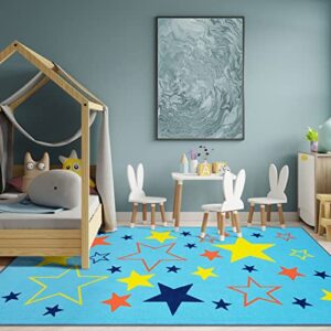 superior city cruise non-slip kids area rug, colorful rugs for boys and girls bedroom decor, playroom, classroom, cute play kids essentials, baby nursery rugs - 8ft x 10ft, blue multicolor