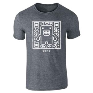 pop threads domo qr code cute funny graphic tee t-shirt for men dark heather gray l