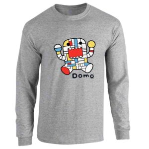 pop threads domo domondrian art funny cute long sleeve tee t-shirt sport grey l