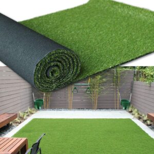 premium synthetic artificial grass turf 1.38inch pile height 5ftx10ft, high density fake faux grass turf, natural and realistic looking garden pet dog lawn