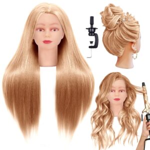 cosmetology mannequin head with synthetic hair and adjustable stand 26-28" blonde for braiding hair styling training hairart hairdressing salon display (blonde 2)