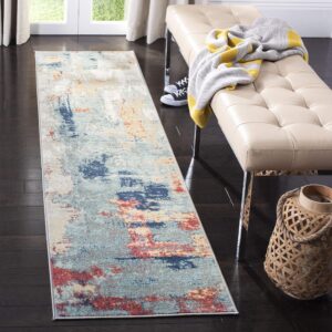 safavieh jasper collection runner rug - 2' x 12', grey & red, modern abstract design, non-shedding & easy care, ideal for high traffic areas in living room, bedroom (jsp101c)