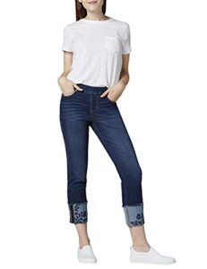 jag jeans women's lewis straight pull on crop w/embroidered cuff, harbor, 2