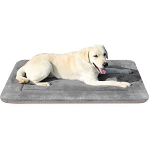 joicyco dog bed crate pad mat soft mattress 42 in non-slip washable pet dog beds for large dogs kennel pad, clay gray l