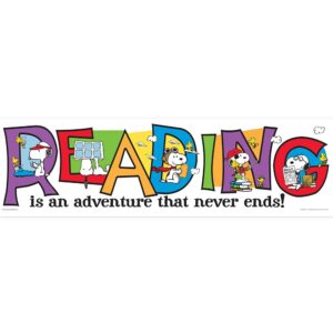 eureka peanuts snoopy ''reading is an adventure'' classroom decoration banner, 45'' x 12''