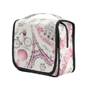 auuxva hanging toiletry bag for women, paris eiffel tower makeup bag, floral flower cosmetic bag, travel essentials for women men