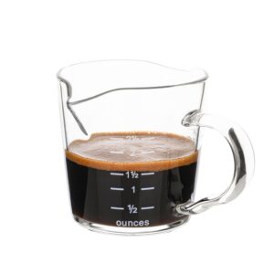 espresso shot glass 70ml/2.3oz triple pitcher barista double spouts with pouring handle (1 pack)