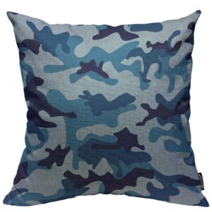 mugod blue camouflage throw pillow cover sea water camouflage seamless pattern decorative square pillow case for home bedroom living room cushion cover 18x18 inch