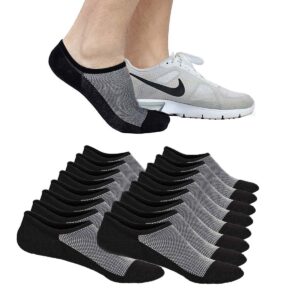 faustine no show socks ankle low cut socks for mens or womens, non slip, 8 pairs (8 pairs (black), l/xl(us men shoes size 10-14))