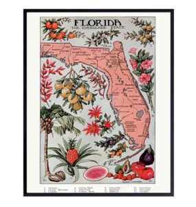 florida wall decor - vintage florida poster - 8x10 travel posters - florida gifts - chic home decor - retro art prints