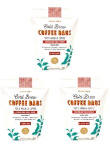 trader joes cold brew coffee bags - 12 coffee bags total - 100% arabica coffee, kilimanjaro single origin, medium roast