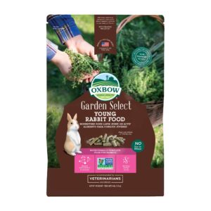 oxbow animal health garden select young rabbit food, garden-inspired recipe for young rabbits, no soy or wheat, non-gmo, made in the usa, 4 lb bag