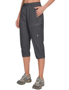 little donkey andy women's quick dry 3/4 pants capri shorts lightweight hiking travel casual steel gray m