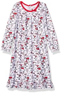 peanuts snoopy girls christmas holiday granny nightgown pajama, m