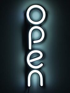 led open sign for business - bright white vertical neon style open light signs | beautiful design to attract customers