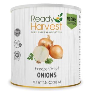 ready harvest freeze-dried yellow onions freeze-dried food dried onions minced emergency food supplies survival food emergency food rations #10 can 25-year shelf life 11.34 oz