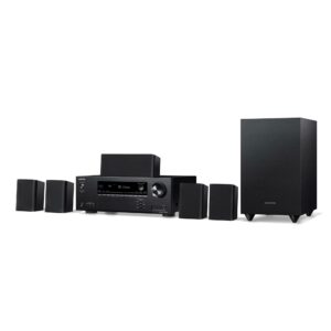 onkyo ht-s3910 home audio theater receiver and speaker package, front/center speaker, 4 surround speakers, subwoofer and receiver, 4k ultra hd (2019 model)