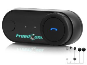 freedconn motorcycle communication system bluetooth 5.0 t-comvb music sharing helmet bluetooth headset for motorbike skiing 2~3 riders pairing/ 800m intercom 1 pack changeable hard & soft mic