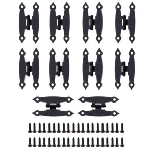 black h cabinet hinges, yetaha 10pcs antique decorative metal hinge for doors windows kitchen furniture cupboard wardrobe wooden boxes, with mounting screws (2.56 inch x 1.29 inch)