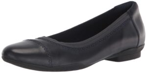 clarks women's sara bay ballet flat, navy leather, 5