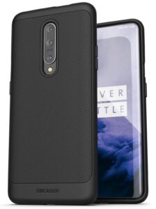 encased oneplus 7 pro case (thin armor) slim fit flexible grip phone cover - black