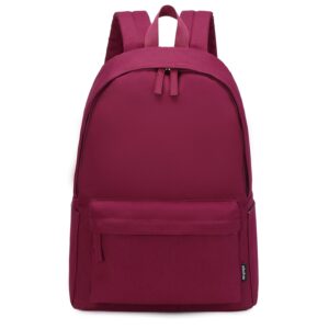 abshoo lightweight casual unisex backpack for school solid color boobags (red)