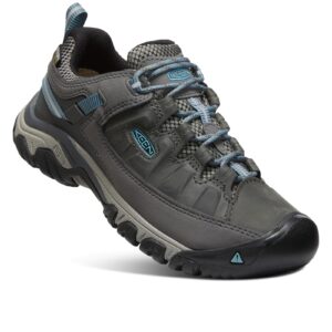 keen women's targhee 3 low height waterproof hiking shoes, magnet/atlantic blue, 9