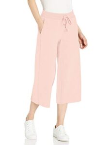 amazon essentials women's french terry fleece wide-leg crop sweatpant, light pink, large