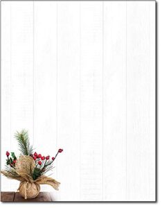 burlap & berries holiday christmas stationery paper - 80 sheets