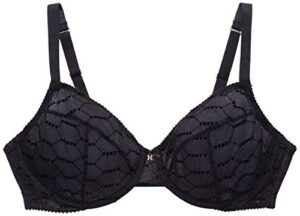 savage x fenty, women's, curvy flocked logo unlined bra, demi cup, underwire, u-back, adjustable straps, black caviar, 38ddd