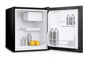 impecca 1.7 cu. ft. compact refrigerator with freezer and reversible single door (black)