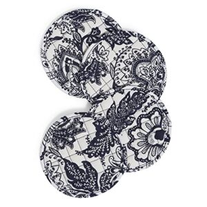 vera bradley women's cotton coasters set of 4, java navy & white - recycled cotton, one size