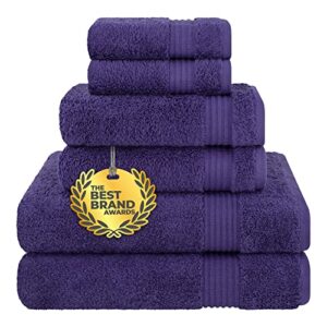 cotton paradise 6 piece towel set, 100% cotton soft absorbent turkish towels for bathroom, 2 bath towels 2 hand towels 2 washcloths, purple towel set