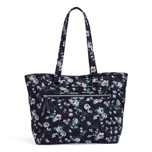 vera bradley women's performance twill work tote bag, navy garden, one size