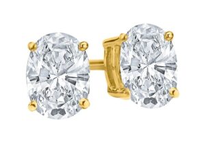 3 carat 14k yellow gold gia certified oval cut diamond earrings screw back premium collection (g-h color, si1-si2 clarity)