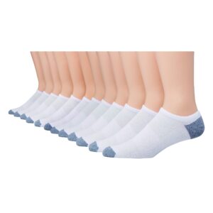 hanes mens x-temp lightweight no show socks, 12-pair pack casual sock, white, 6 12 us