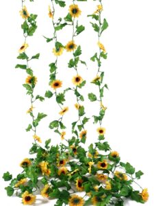 4pcs 31.2ft artificial sunflower vines decor faux sunflowers garland faux hanging flowers for home wedding party decoration